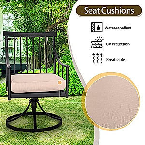 Sophia & William Swivel Patio Chairs Set of 2, Metal Rocker Patio Outdoor Dining Chairs Set with Seat Cushions, Wrought Iron Patio Bistro Furniture Chairs with Armrest for Garden, Yard, 2 Pack