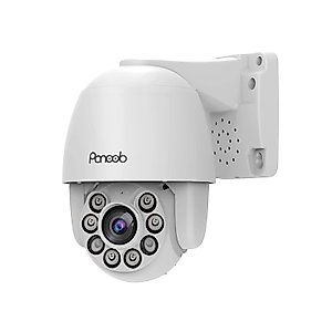 PANOOB 6MP PTZ Outdoor Camera, 355° Pan 90° Tilt 5X Optical Zoom PoE IP Security Cams, AI Human Vehicle Detection, 2.7-13.5mm Lens, 328ftIR Night Vision, Two Way Talk, Support 256GB SDCard, PT16A-6MZ