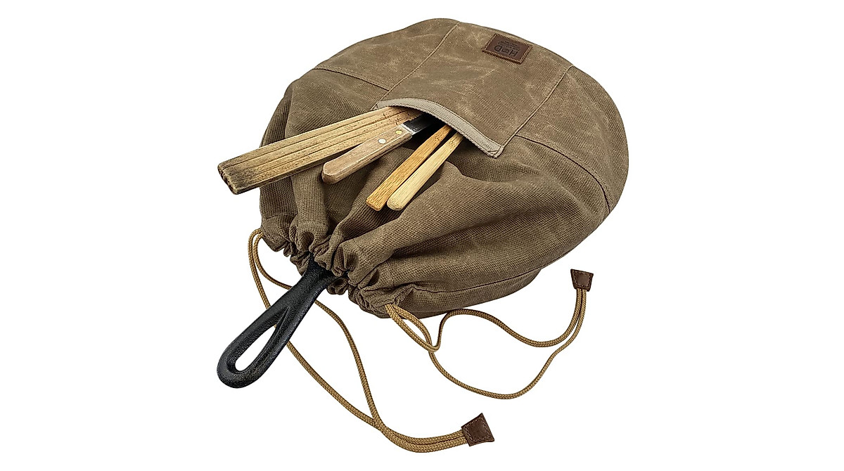 Hide & Drink Rustic Leather Bag for 12-Inch Frying Pan