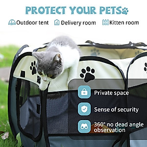 SENCONE Portable Pet Playpen, Dog Playpen Foldable Pet Exercise Pen Tents Dog House Playground for Puppy Dog/Cat Indoor Outdoor Travel Camping Use