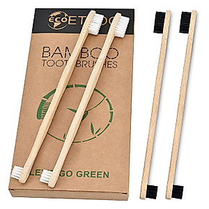 ECOETBOO Dog Toothbrush 6 Pack, Pet Cat Bamboo Toothbrushes, Double-Sided Small and Large Head Toothbrush for Dogs Cats, Biodegradable Eco-Friendly Dog Tooth Brushing Kit
