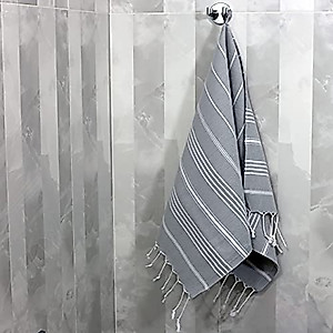 Clotho Turkish Hand Towel for Bathroom Set of 4 | Decorative Towels 4 Pack for Kitchen | Lightweight Travel Hand Towel for Hair Gym Yoga - 100% Cotton 18 x 40 Inches (Silver Gray)