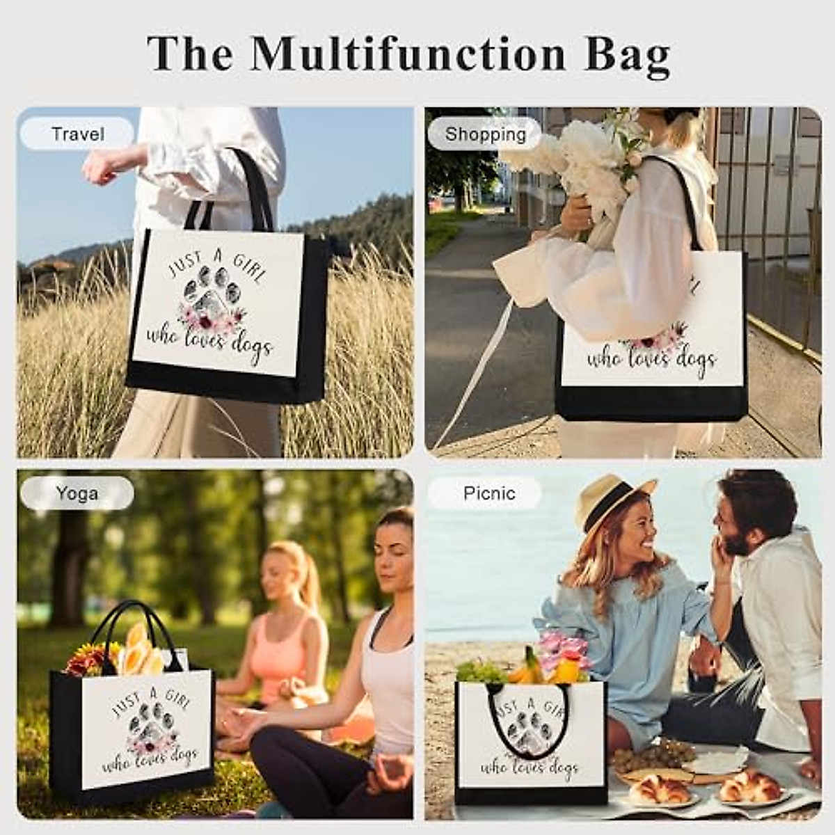 Belatelove Dog Themed Print Tote Bag Gifts for Women, Friend, Sister, Groomer, Animal Lovers