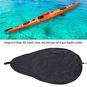 Vbestlife Universal Kayak Cockpit Drape Adjustable Waterproof Seal Cockpit Cover Fit Blocking Kayak Canoe Cockpit Cover Protector Black (M)