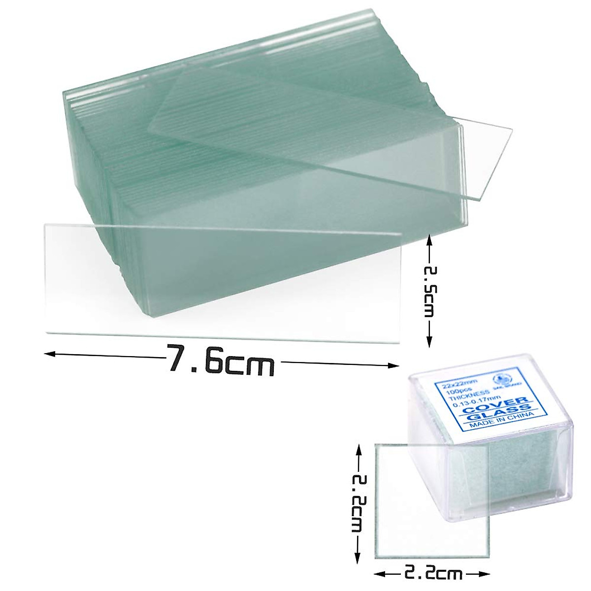 Twdrer 100PCS Clear Transparent Blank Microscope Slides and 100PCS Square Coverslips Cover Glass (22mm x 22mm)