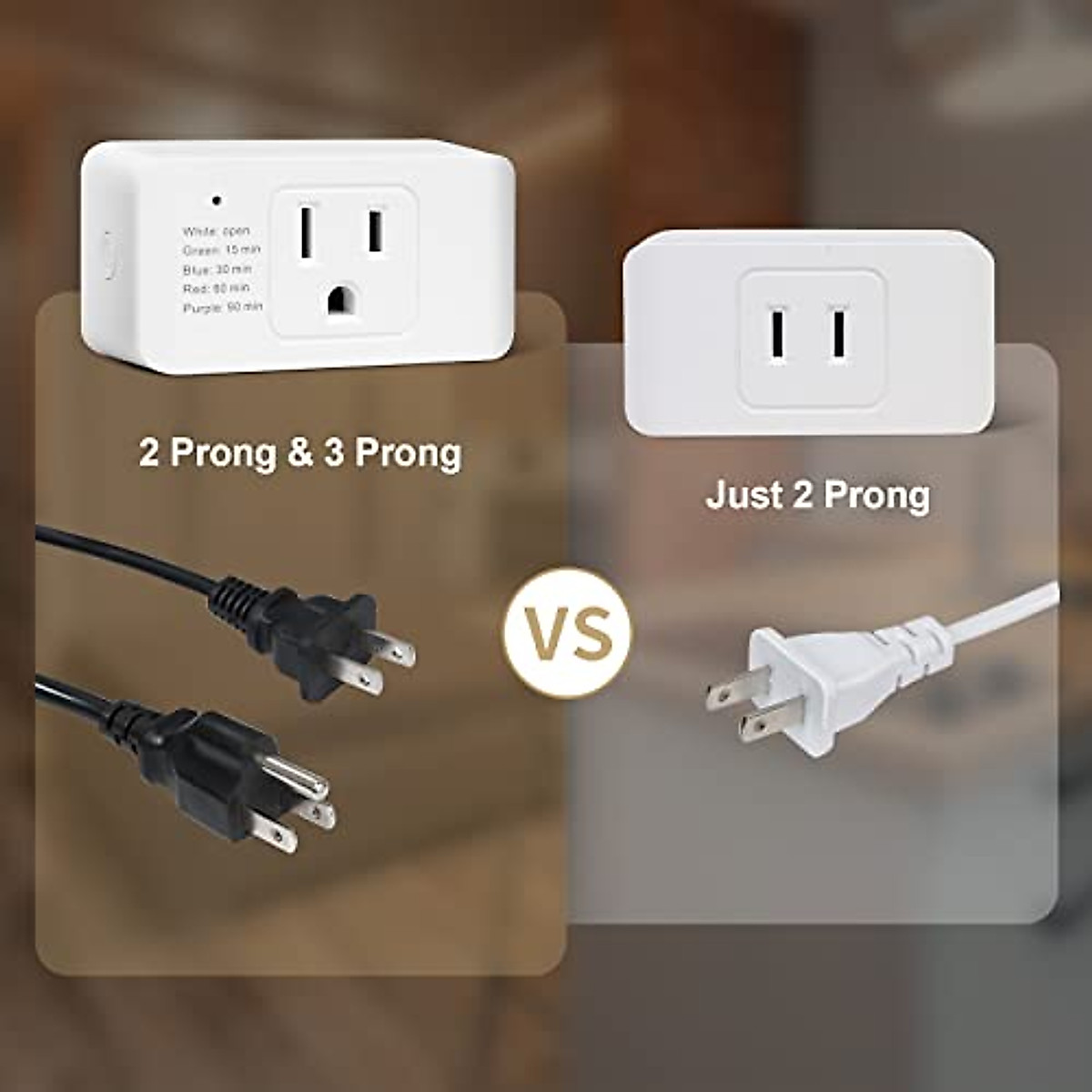 Indoor Dimmer for String Lights, Remote Control Light Dimmer Plug in, Light Timer for Led Lights, 2 and 3 Prong Adapter, Wireless 100FT Range for Dimmable LED/Tungsten Bulb/Patio Lights/Table Lamp