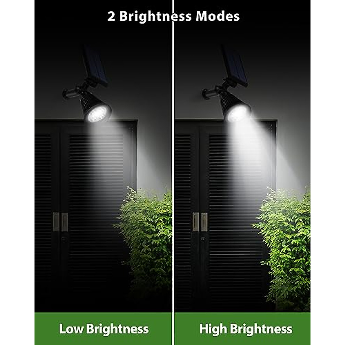 FALOVE Solar Lights, 2-in-1 Waterproof 4 LED Solar Spotlight Adjustable Wall Light Landscape Light Security Lighting Dark Sensing Auto On/Off for Patio Deck Yard Garden Driveway Pool Area(2 Pack)