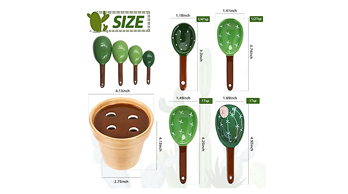 Cactus Measuring Spoons Set - Cute Kitchen Essential