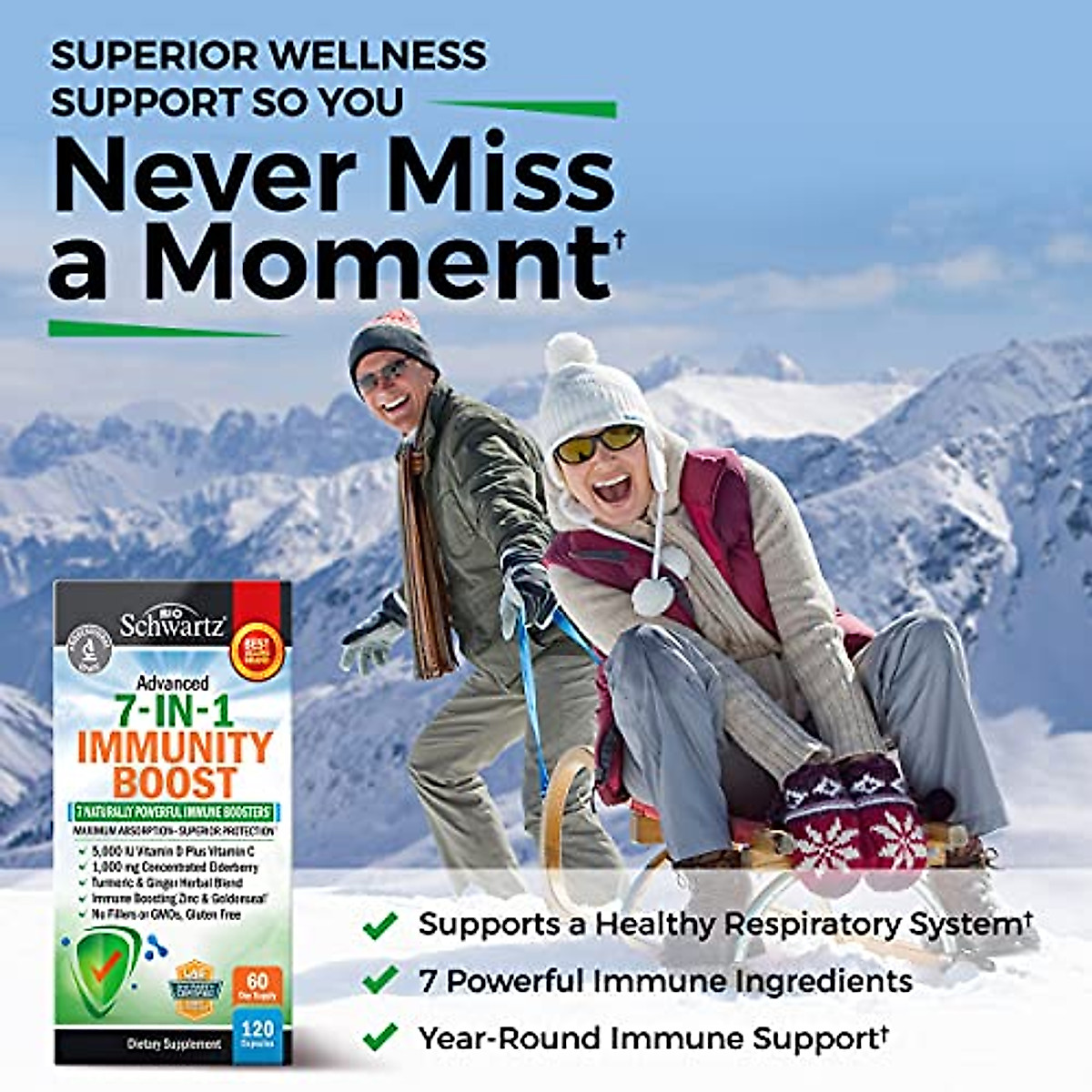 Immune Support Supplement with Zinc Vitamin C Vitamin D 5000 IU Elderberry Ginger D3 Goldenseal - Dr Approved Immunity Vitamins for Adults Women and Men - Natural Immune System Booster Defense -120ct