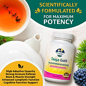 TAIGASEA Wild Eleuthero Root Extract, Herbal Extract Blend with Eleutherococcus for Immunity and Physical Shape, Stamina and Endurance, 100 Vegeterian Capsules