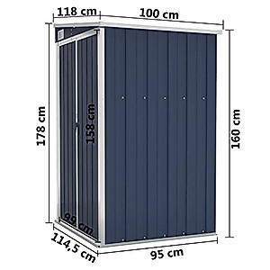 Wall-Mounted Metal Storage Shed for Outdoor, Outdoor Storage Shed with Lockable Doors, Utility Tool Shed Storage Cabinet for Garden, Backyard, Patio, Outside use, Anthracite 46.5"x39.4"x70.1" Steel
