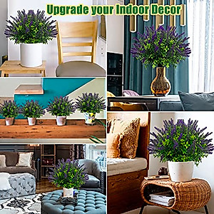 JIFTOK Artificial Lavender Flowers for Outdoors, 24 Bundles Faux Plastic Purple Flowers, UV Resistant Fake Plants Shrub Mums Greenery for Hanging Planters Window Box Front Porch Indoor Outside Décor