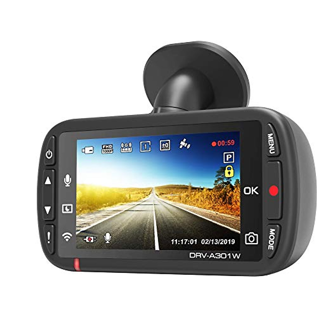Kenwood DRV-A301W HD Car Dash cam with 2.7" Display, Parking Mode Recording | Built-in GPS | Wireless Link
