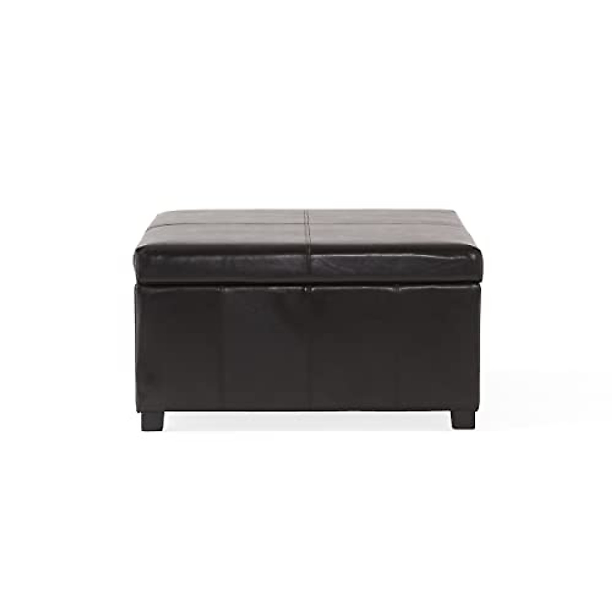 Christopher Knight Home Living Berkeley Brown Leather Square Storage Ottoman, Espresso