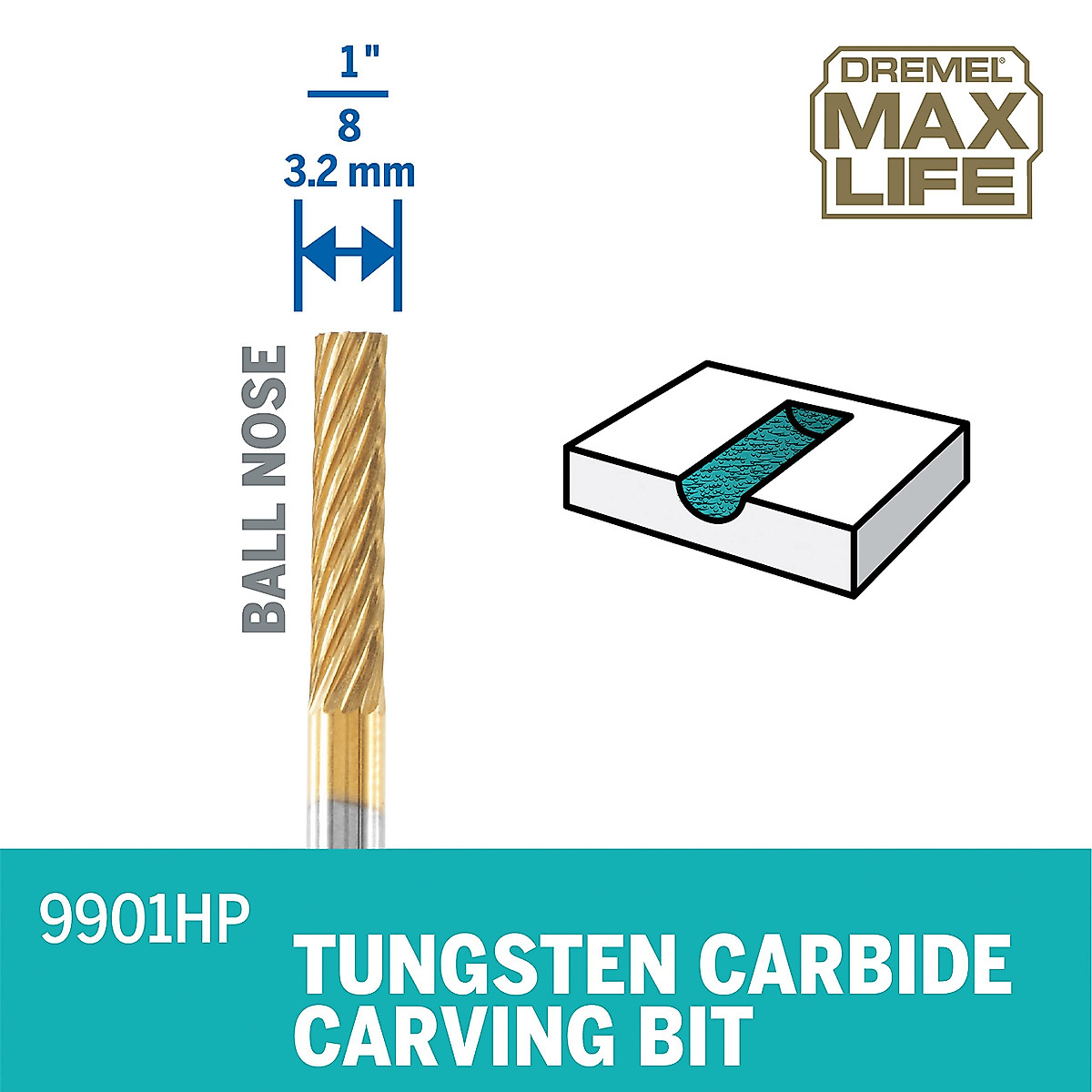 Dremel Max Life 9901HP 1/8" (3.2mm) Tungsten Carbide Rotary Carving Bit