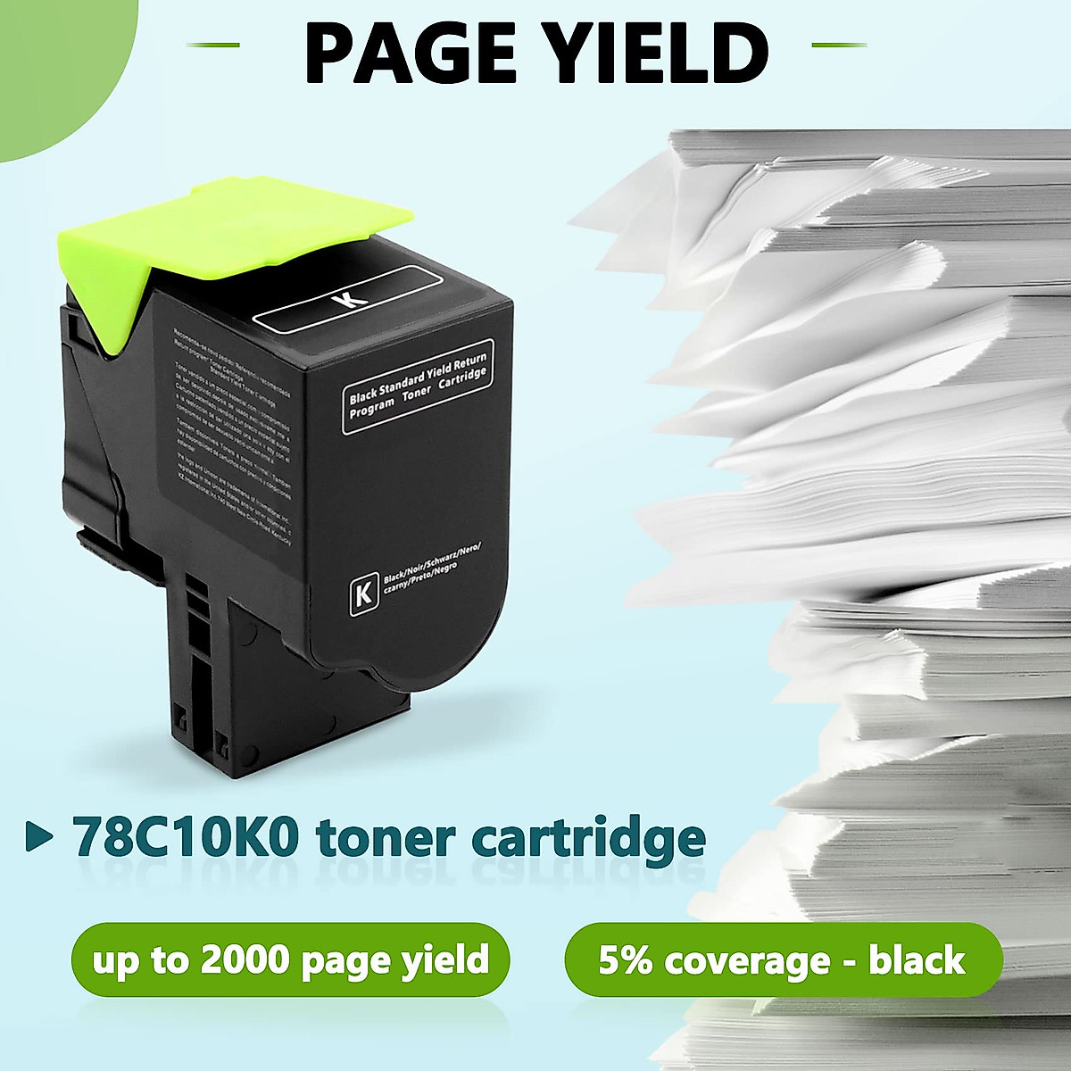 78C10K0 Toner Cartridge Compatible with lexmark CS421 CX421 CS421DN CS521 CX521 CS521DN CS522 CX522 CS522DE CS622 CX622 CS622DE CX622ADE CX625 CX625DE CX625ADHE Printer, 2000 Page Yield - Black