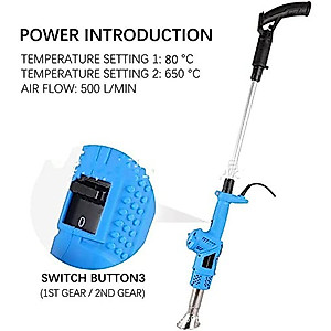BJTDLLX Electric Weed Burner with 5 Nozzles, 2000W Compact Weed Burner Garden Hot Air Weed Killer Burner Heat G-un Strong Weed Killer Tool for Garden Weed Torch Maximum Temperature 650°C