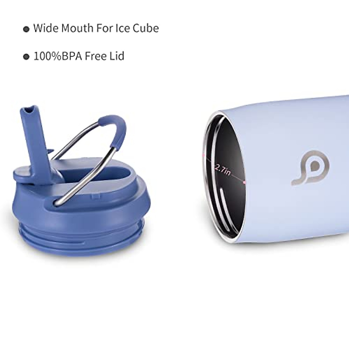 BOTTLE BOTTLE Stainless Steel Water Bottle with Straw and Lid, 32oz Vacuum Insulated Water Bottle Flask, Stay Cold for 24 Hrs, Hot for 12 Hrs, Leak-Proof Wide Mouth Sports water bottle, blue