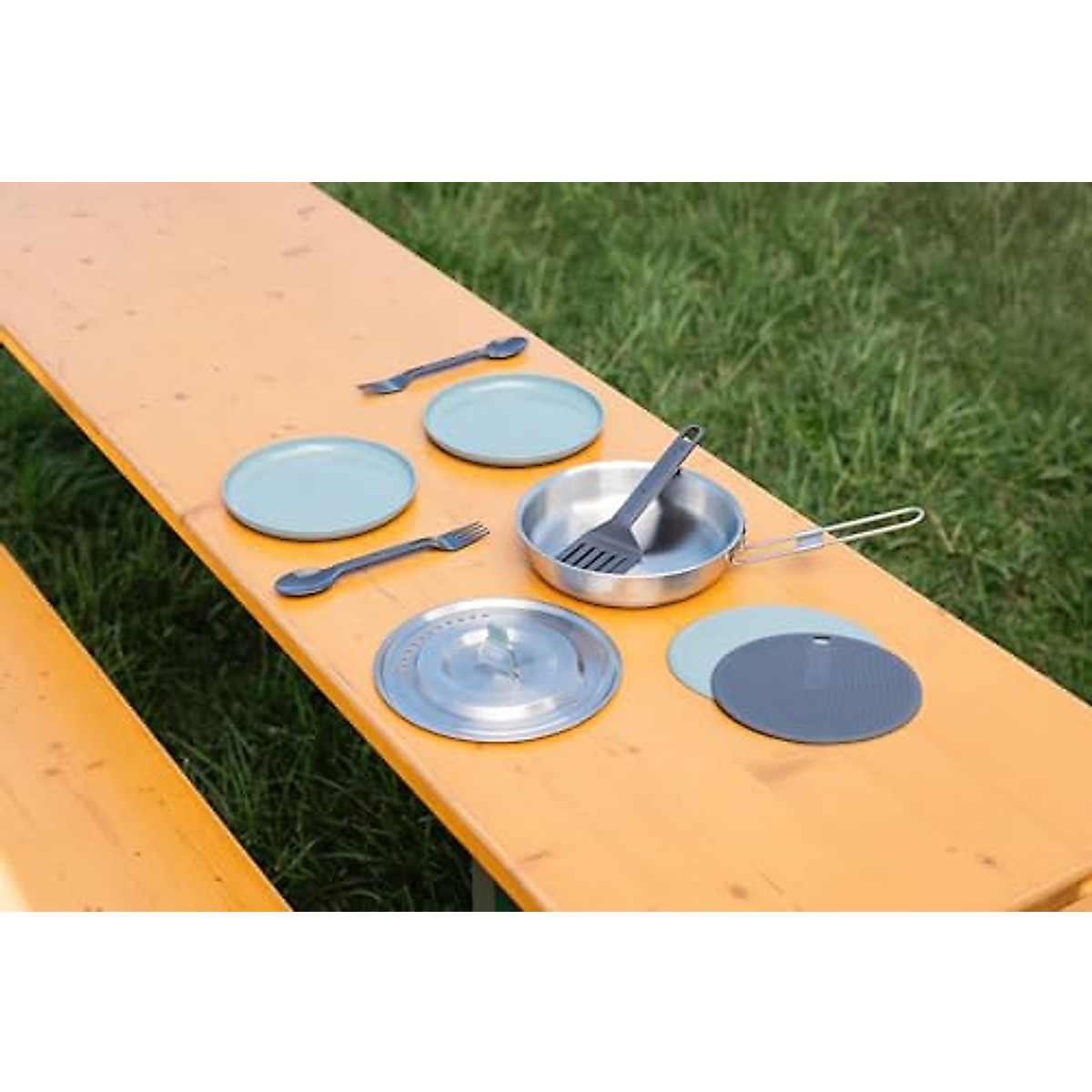 Stanley Wildfare Core 12-Piece Stainless Steel Fry Pan Cookset | 1 qt Travel Pan with Fold & Lock Handle | Camping Essentials for Your Camp Kitchen