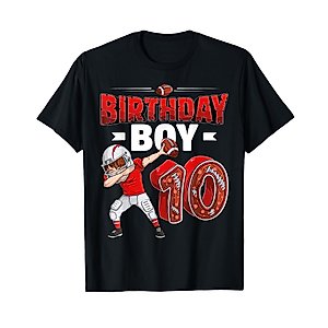 dabbing boy 10 year old American football 10th birthday T-Shirt