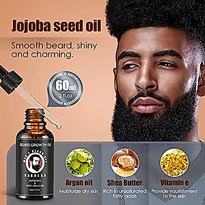 Varolan Beard Growth Kit - Beard Derma Roller, Beard Growth Oil (2Oz), Beard Balm, Beard Comb, Beard Ebook, Storage Bag, Beard Kit, Mustache Mens Gifts Set for Boyfriend Husband Fathers Dad Him
