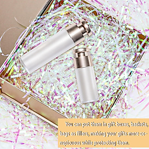 VOKOY 1LB Iridescent Crinkle Cut Paper Shred Filler, Holographic Shredded Paper Sparkly Raffia Grass Paper Stuffing Crinkle Paper Filler Confetti Shredded Tissue for Gift Boxes Bags Baskets Filling