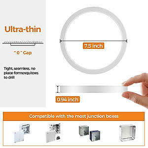 slochi 1PACK LED Flush Mount Ceiling Light Fixture, 3000K-4000K-6500K & 100W Equivalent Modern Kitchen Recessed Lamp 15W 1500Lm 7.5 Inch Closet Round Surface for Bathroom, White (TJN-CL25A-Parent)