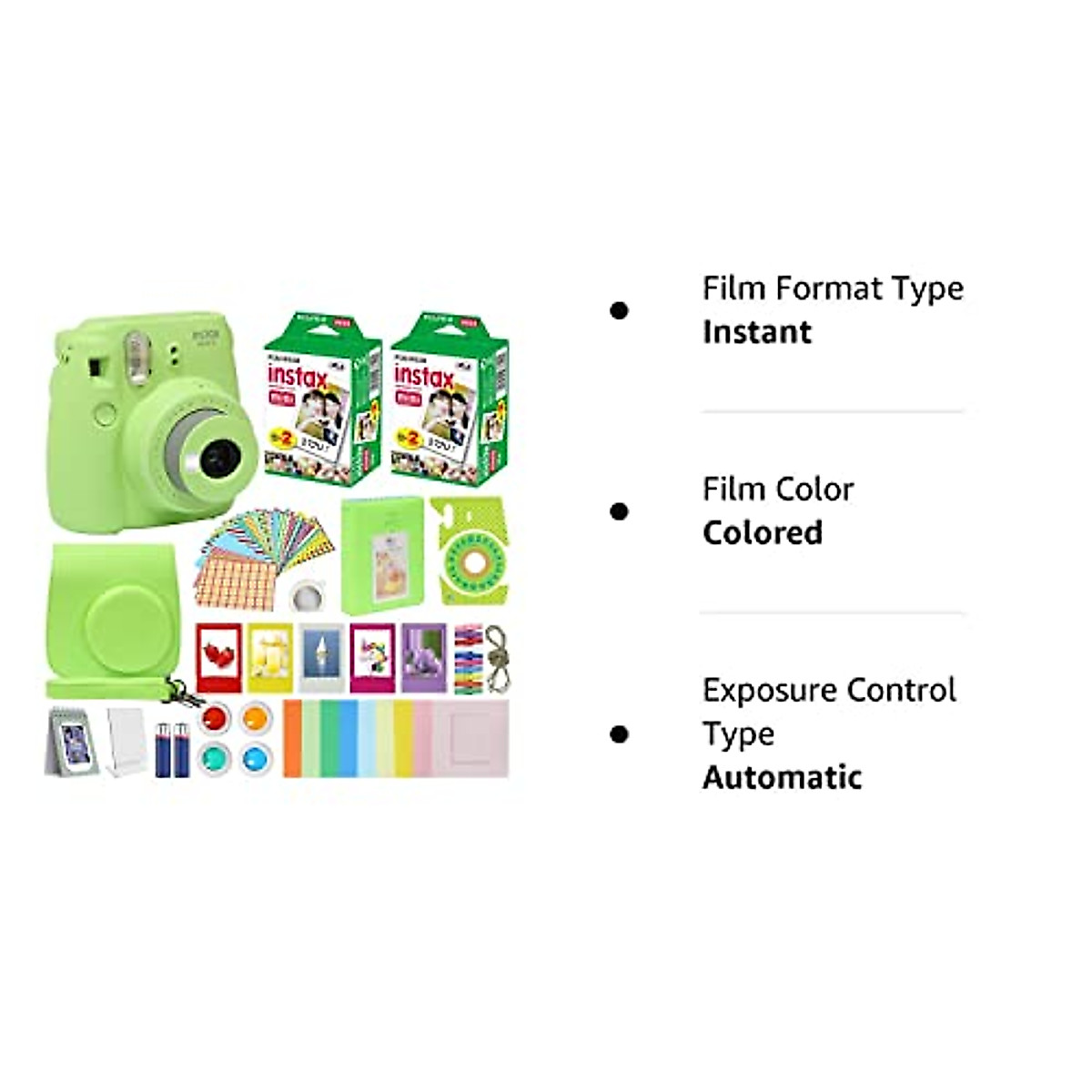 Fuji Instax Mini 9 Camera Bundle - Lime Green + Accessories
