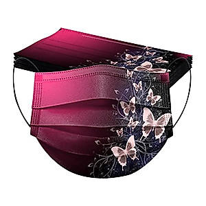 Aqestyerly 50PC Disposable Face_Masks for Adult Butterfly Printed Design 3 Ply Breathable Full Protection Light Weight Fashion Women Men (Mix 29, 50pc)