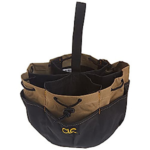 CLC Custom LeatherCraft 1148 Drawstring Bucket Bag, 18 Pocket , Black