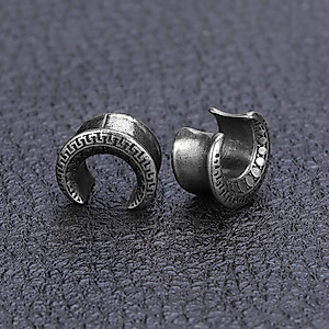 ZS 4PCS Retro Ear Tunnels Petal Ear Plugs Teardrop Notch Ear Piercing Stretchers Stainless Steel Ear Gauges Size 0g - 3/4 Inch