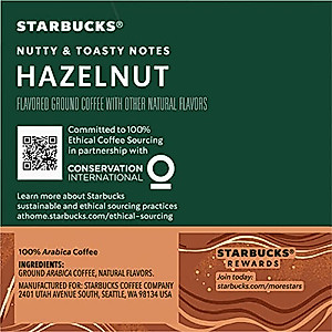 Starbucks Flavored Coffee K-Cup Pods, Hazelnut Flavored Coffee, Made without Artificial Flavors, Keurig Genuine K-Cup Pods, 10 CT K-Cups/Box (Pack of 2 Boxes)