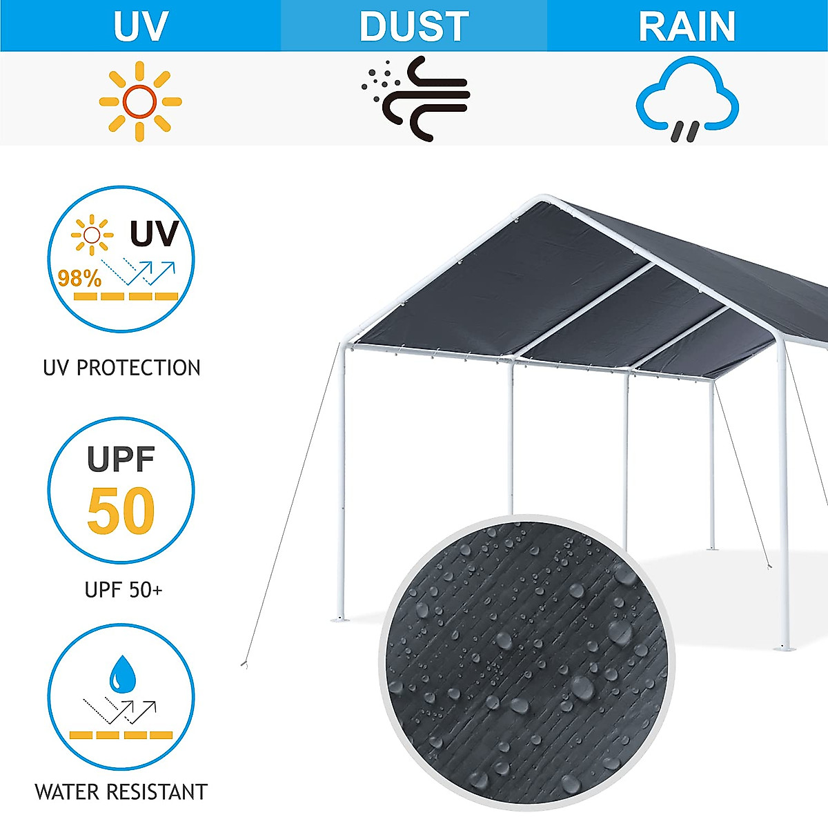 ABCCANOPY 10x20 FT Carport Garage Car Boat Shelter Party Tent, Gray