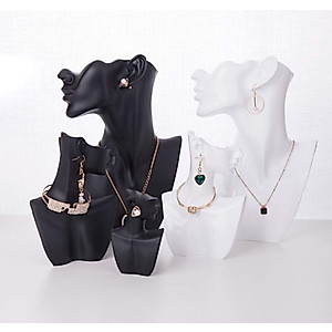 Homeanda Resin Necklace Pendant Chain Earring Jewelry Jewellry Bust Mannequin Organizer Holder Stand(Black)