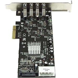 StarTech.com 4 Port USB 3.0 PCIe Card w/ 4 Dedicated 5Gbps Channels (USB 3.2 Gen 1) - UASP - SATA / LP4 Power - PCI Express Adapter Card (PEXUSB3S44V)