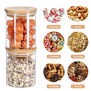 ZaGupul Glass Jars for Food Storage with Bamboo Lids and Labels,16 OZ Air Tight Storage Containers for Pantry, Kitchen Canisters for Herb, Sugar, Cookie, Candy and Spices Jar(Set of 6)