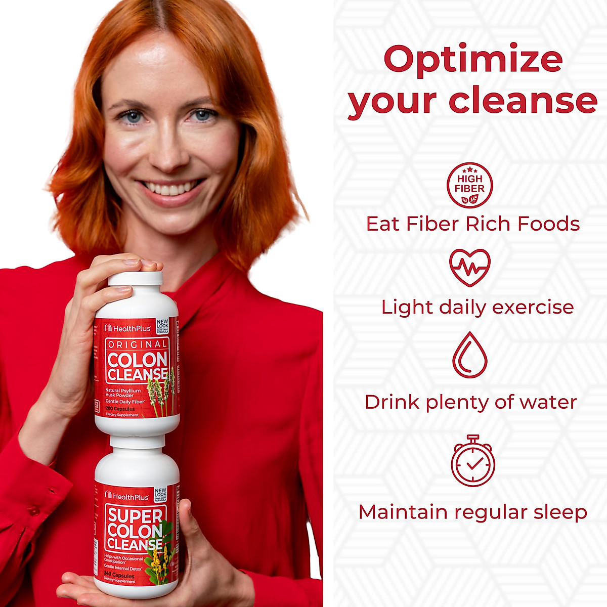 Health Plus Super Colon Cleanse 10 Day Gentle Gut Cleanse Detox, Psyllium Husk, Probiotics for Constipation Relief & Digestive Support, 240 Capsules