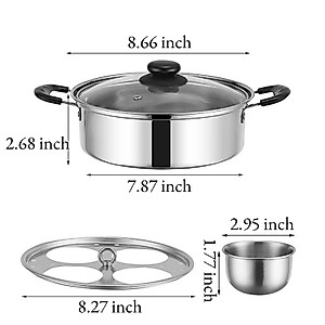 GOVNPJ Egg Poacher Pan, Poached Egg Pan Stainless Steel Egg Pan with 4 Cups Egg Cooker Poached Egg Maker for Kitchen (without coating)