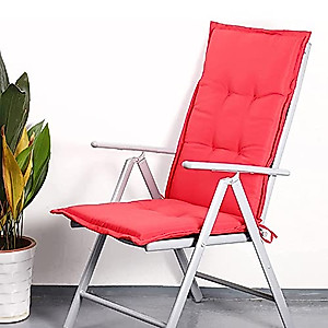 FYBOOR High Back Chair Cushions, Rocking Chair Cushion Outdoor, Indoor Back and Seat Cushion with Ties, Patio Recliner Cushions for Adirondack, Sun Lounger Chair Pads 120X50cm,Burgundy,Set of 4