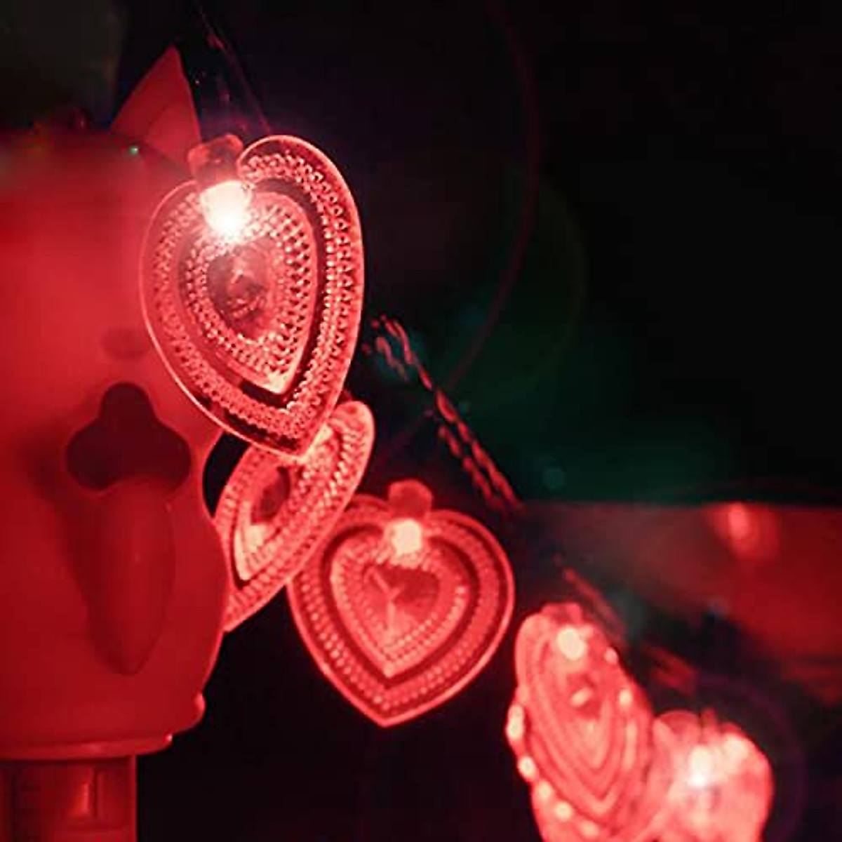 WONFAST Solar Heart String Lights, Waterproof 20ft 30LED Heart-Shaped 8 Mode Solar Starry Wedding Party Ambiance Lighting Fairy Lights for Outdoor Garden Home Christmas Valentine's Day Decor(Red)