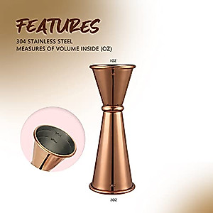 BGM.FOX® Japanese Style Double Jigger 2 oz 1 oz Cocktail Bar Jigger with Measurements Inside,Copper