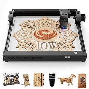 Phoisk YR3-10W Laser Engraver - 10000mW Laser Engraving Machine, 30000mm/min Class 4 DIY Laser Cutter for Wood and Metal, Dark Acrylic, Glass, Leather, Working Area 13"x13"