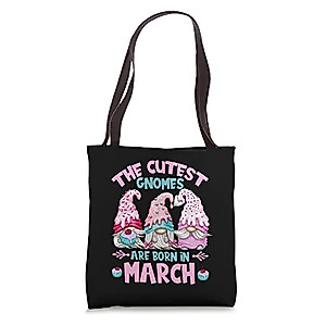 Three Birthday Gnomes For Women Who Are Born In March Tote Bag