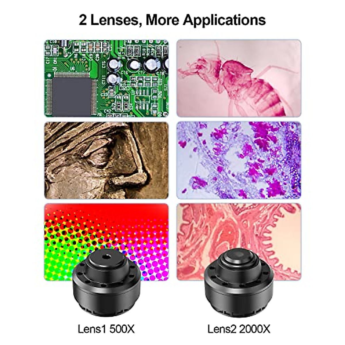 7'' LCD Digital Microscope 2000X Biological Lens & Digital Lens, Ankylin 12MP Coin Microscope for Error Coins, Remote Control, 10 LED Light, USB Soldering Microscope for Adults/Kids