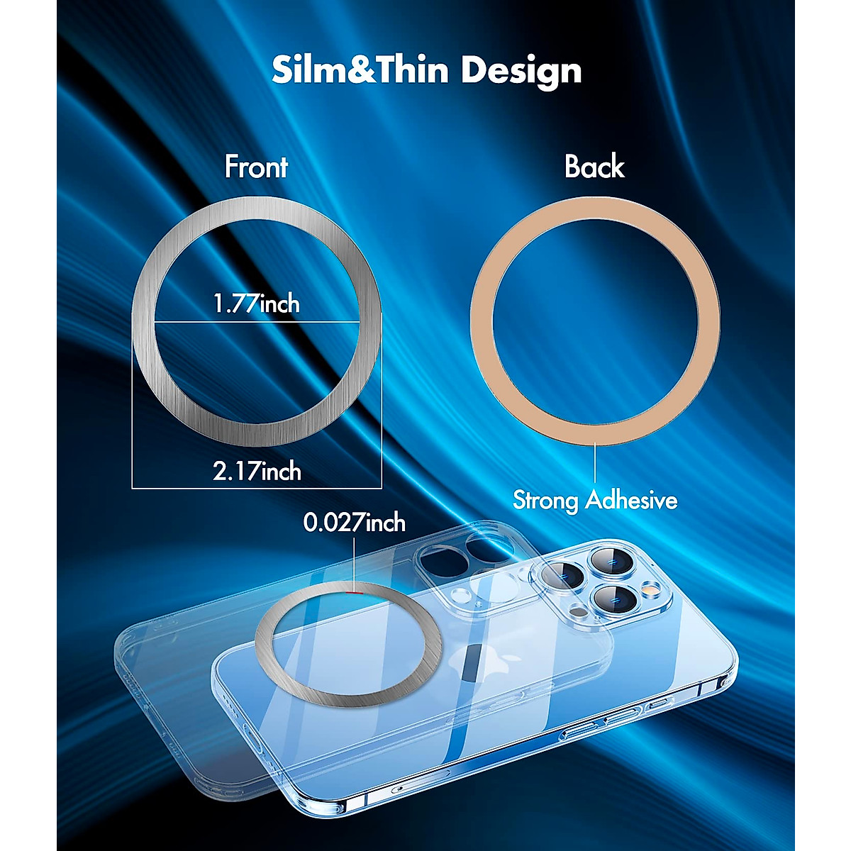 CheukKee 3Pcs Mag Safe Metal Ring Sticker,Mag-Safe Case Converter Adapter Ring for Magsafe Magnetic Wireless Charging Phone Car Mount Compatible with Cell Phone Android Samsung Galaxy Pixel iPhone