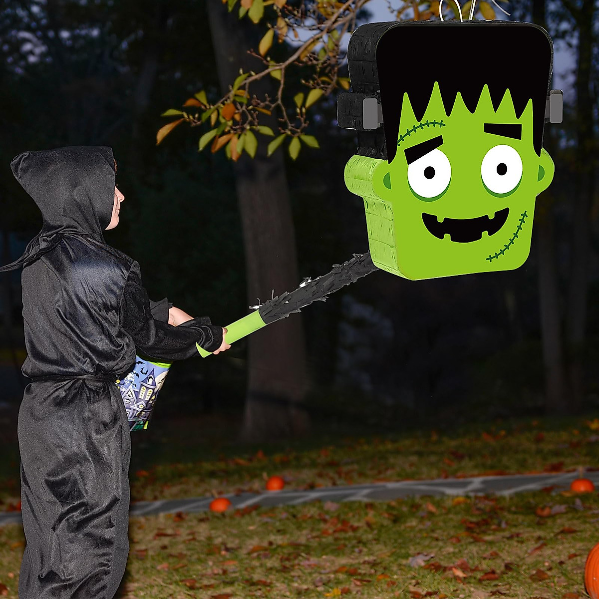 Aoriher Halloween Piñata Green People Piñata Devil Piñata Mexican Piñata with Stick Blindfold for Halloween Birthday Fiesta Game Supplies
