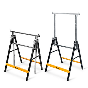 WORKESS Metal Saw Horses 2 pack Folding Heavy Duty 880 lbs Load Capacity Saw Horse Adjustable 7 Level Height for Woodworking