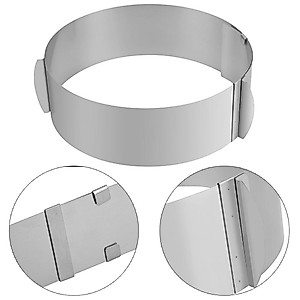 MOTZU 2 Pieces Cake Mold, Stainless Steel Mousse Cake Rings, Adjustable Mould, Cake Baking Cake Decor Mold Ring, Cake Collar, Chocolate and Cake Decorating Roll(Square + Round), 6-12 Inch