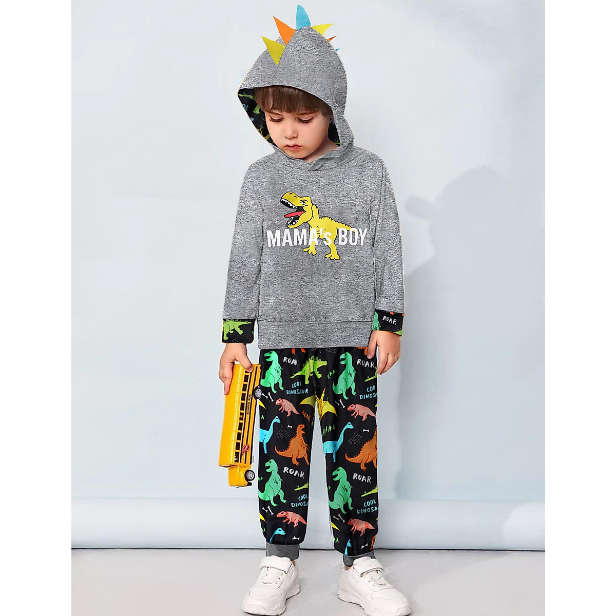 BAVADER Toddler Boy Clothes 18 24 Months Boy Clothes Mama's Boy Dinosaur Long Sleeve Hoodie Pant Sets Toddler Clothes for Boys