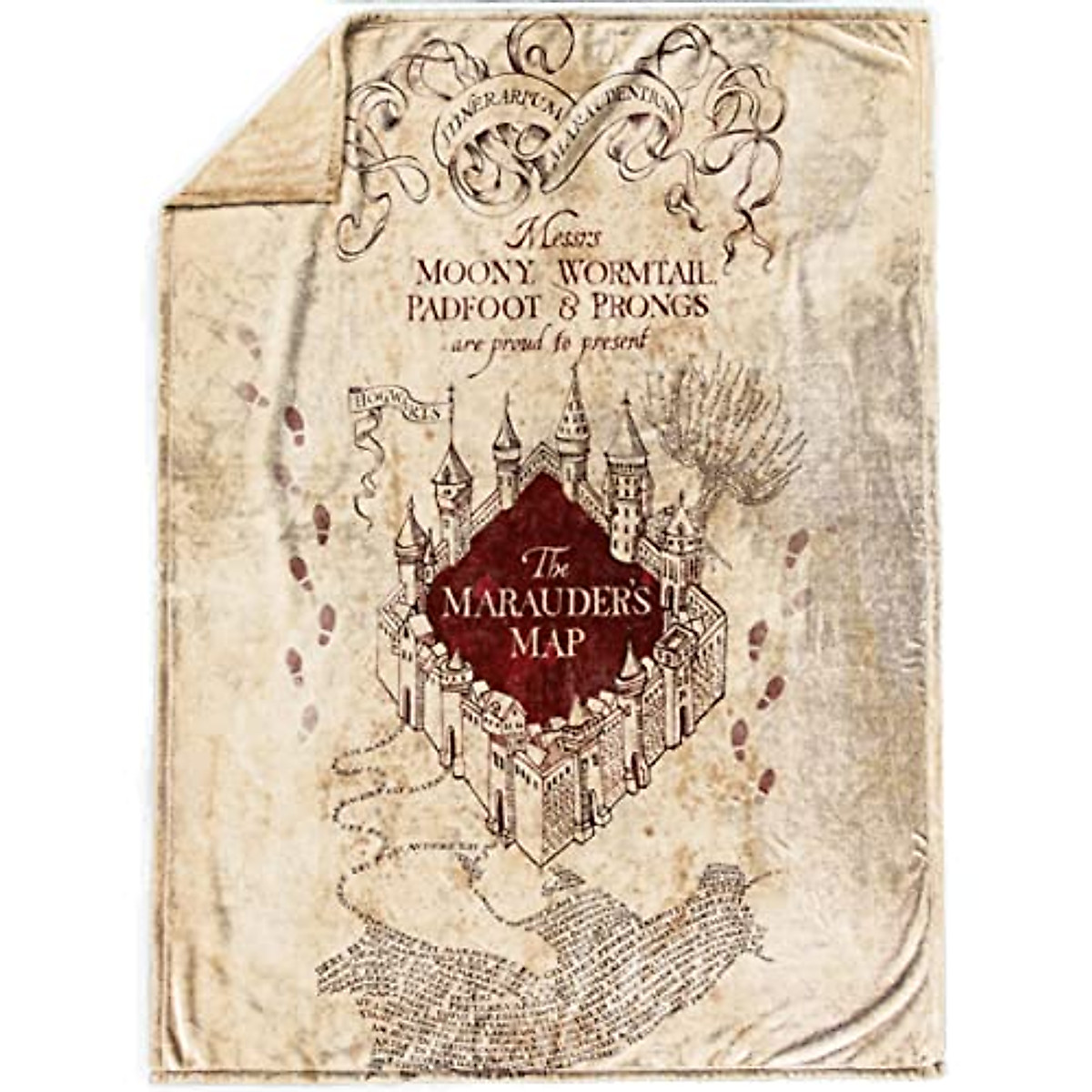 WARNER BROS Harry Potter Marauders Map Throw Blanket - Measures 50 x 70 inches - Fade Resistant Super Soft Fleece Bedding (Official Harry Potter Product)